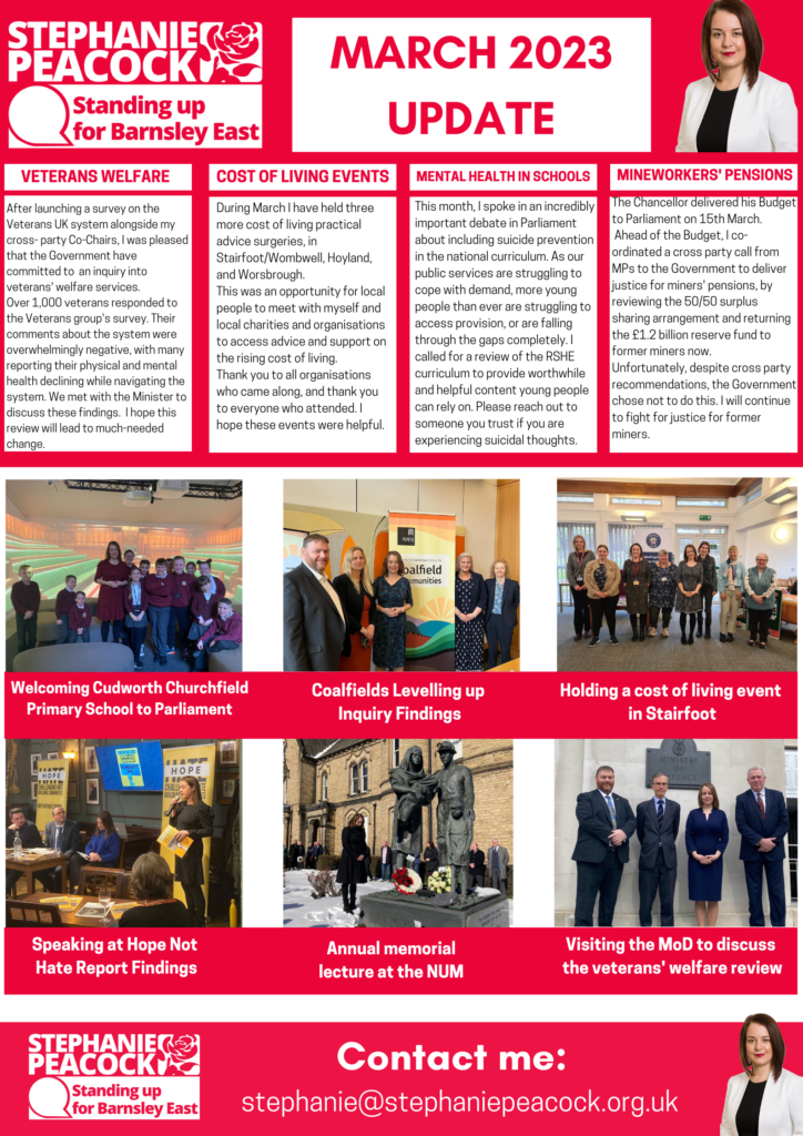 Stephanie's March 2023 Update - Stephanie Peacock - Stephanie Peacock